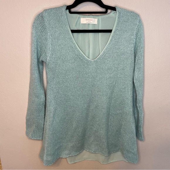 Zara | Sweaters | Zara Knit Open Split Back Layered Sweater Medium ...